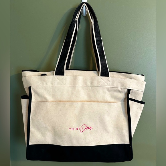 thirty-one | Bags | Thirtyone Black And Canvas Tote Bag Has A Thermal ...